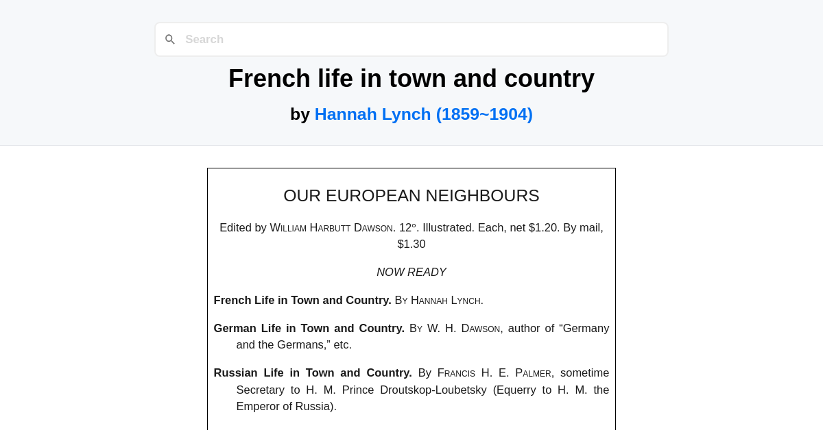French life in town and country by Hannah Lynch (1859~1904)