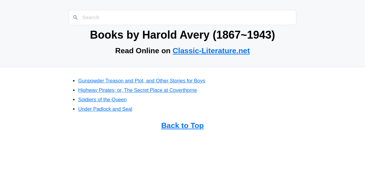 Books by Harold Avery (1867~1943) - Read Online on Classic-Literature.net