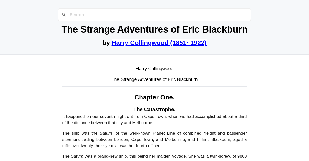 The Strange Adventures of Eric Blackburn by Harry Collingwood (1851~1922)