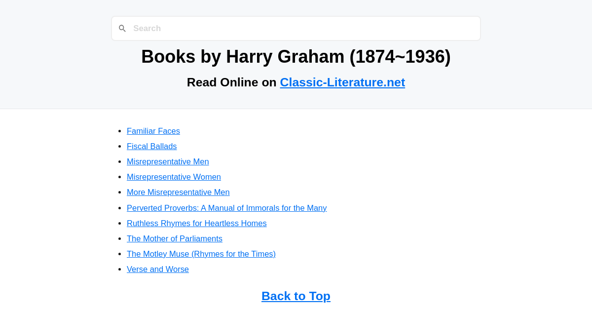 Books by Harry Graham (1874~1936) - Read Online on Classic-Literature.net