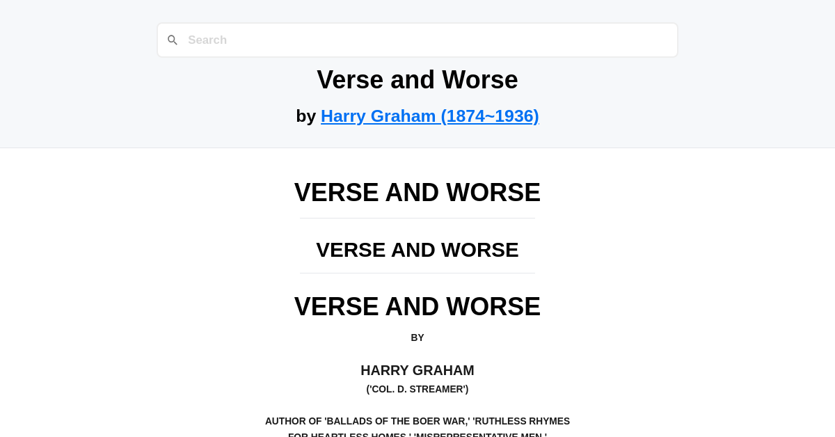 Verse and Worse by Harry Graham (1874~1936)