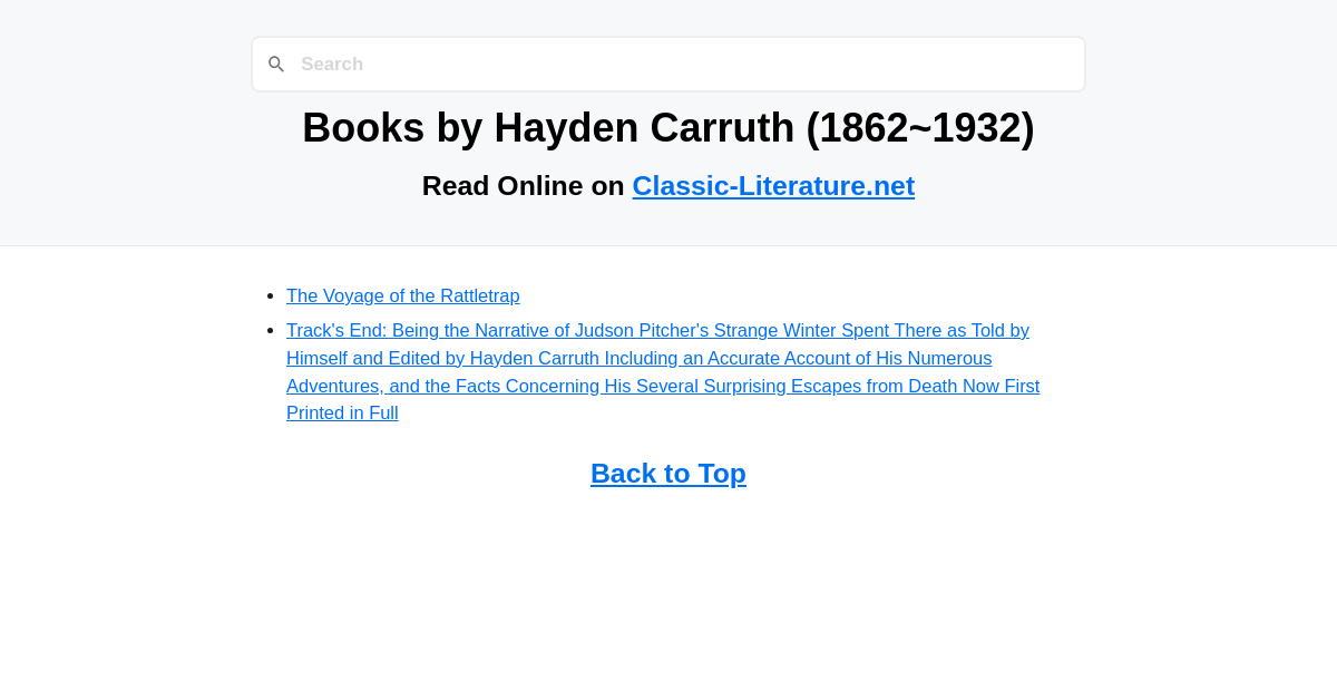Books by Hayden Carruth (1862~1932) - Read Online on Classic-Literature.net