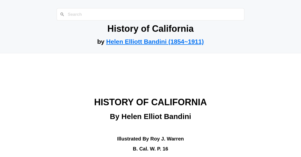History of California by Helen Elliott Bandini (1854~1911)