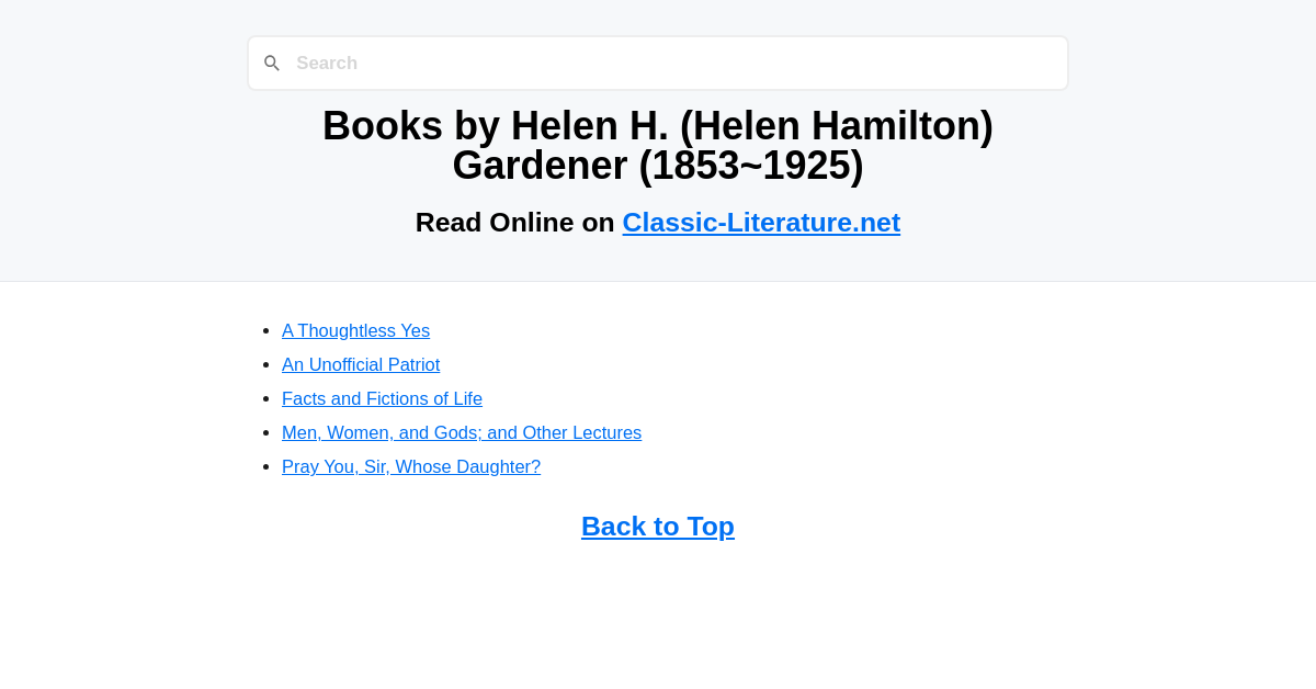 Books by Helen H. (Helen Hamilton) Gardener (1853~1925) - Read Online ...