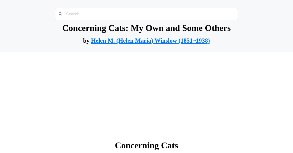 Concerning Cats: My Own and Some Others by Helen M. (Helen Maria ...