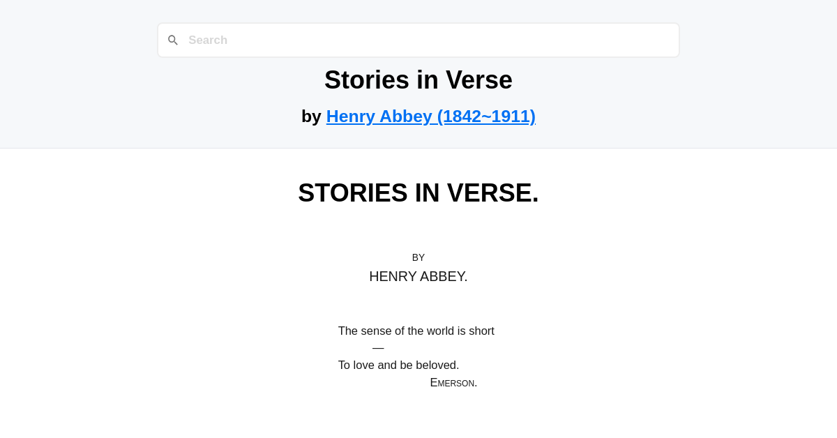 Stories in Verse by Henry Abbey (1842~1911)