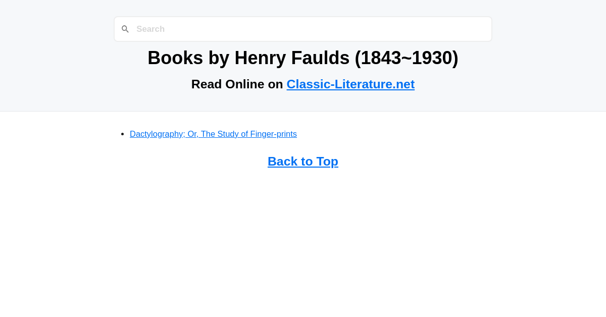 Books by Henry Faulds (1843~1930) - Read Online on Classic-Literature.net
