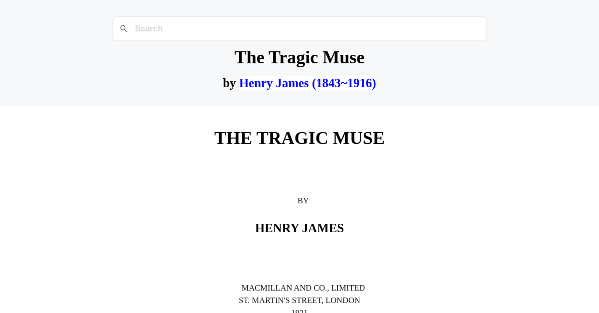 The Tragic Muse by Henry James (1843~1916)