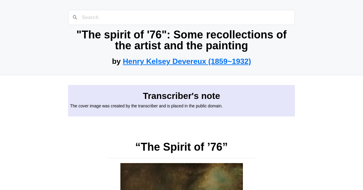 "The spirit of '76": Some recollections of the artist and the painting ...