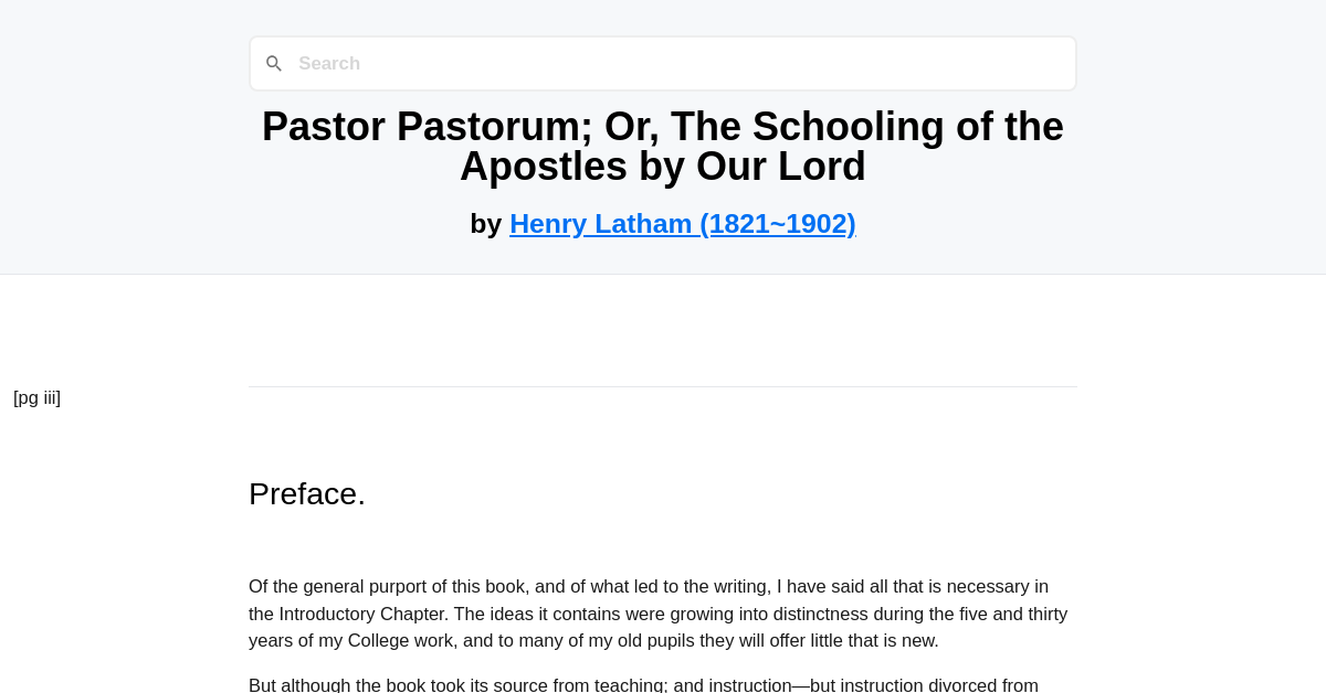 Pastor Pastorum; Or, The Schooling of the Apostles by Our Lord by Henry ...