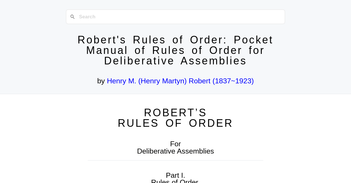 Robert's Rules of Order: Pocket Manual of Rules of Order for ...