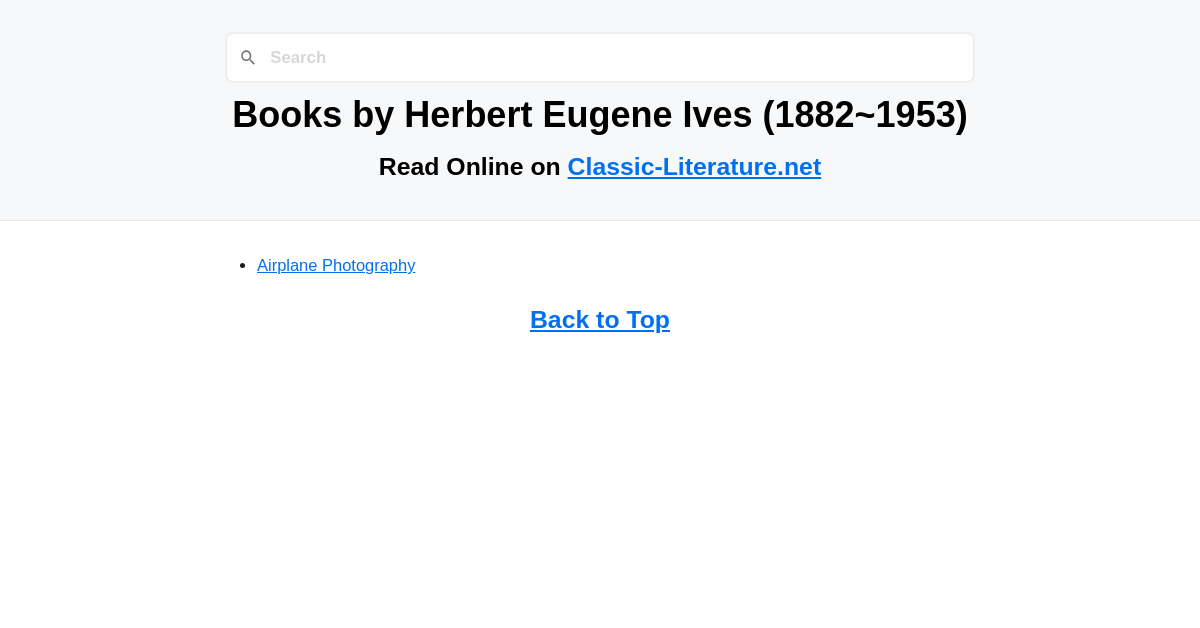 Books by Herbert Eugene Ives (1882-1953) - Read Online on Classic ...