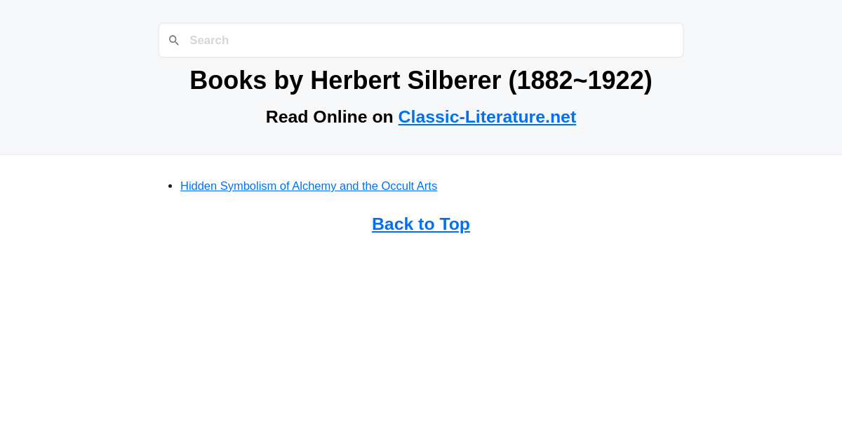 Books by Herbert Silberer (1882~1922) - Read Online on Classic ...