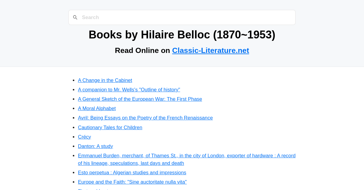 Books by Hilaire Belloc (1870-1953) - Read Online on Classic-Literature.net