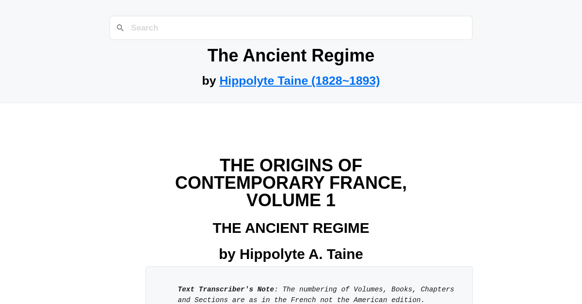 The Ancient Regime by Hippolyte Taine (1828~1893)