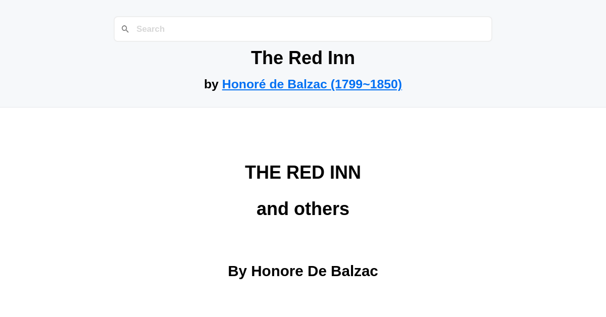 The Red Inn by Honoré de Balzac (1799~1850)