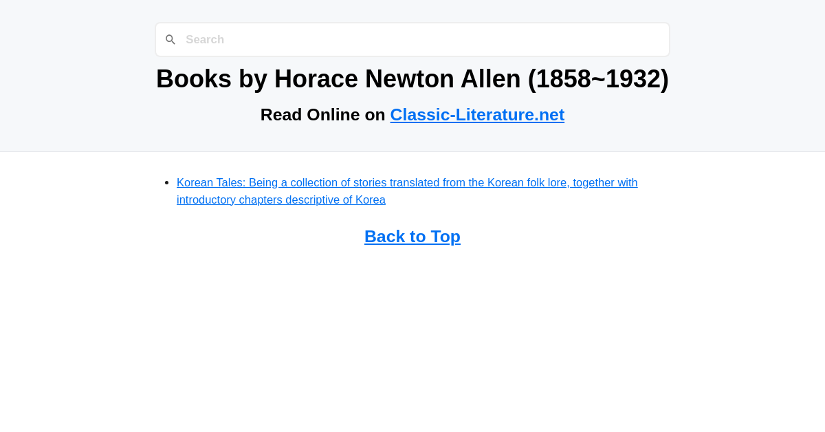 Books by Horace Newton Allen (1858~1932) - Read Online on Classic ...