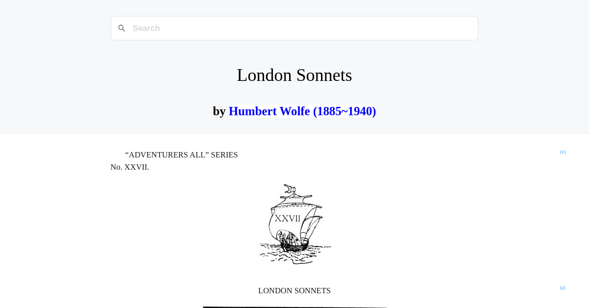 London Sonnets by Humbert Wolfe (1885~1940)