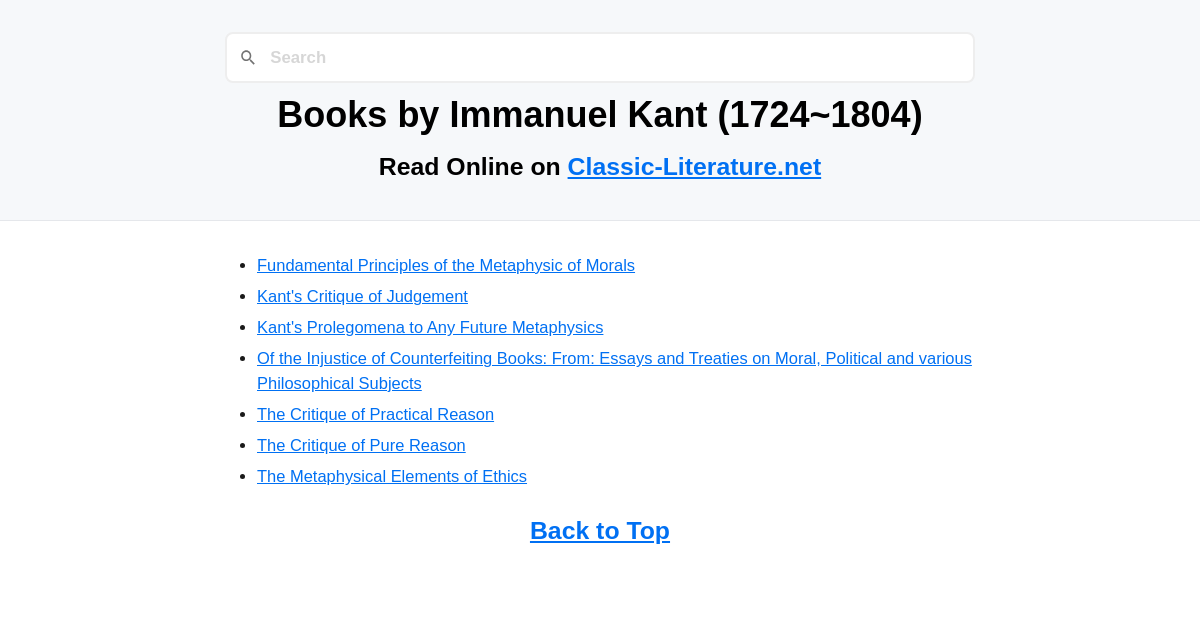 Books by Immanuel Kant (1724~1804) - Read Online on Classic-Literature.net
