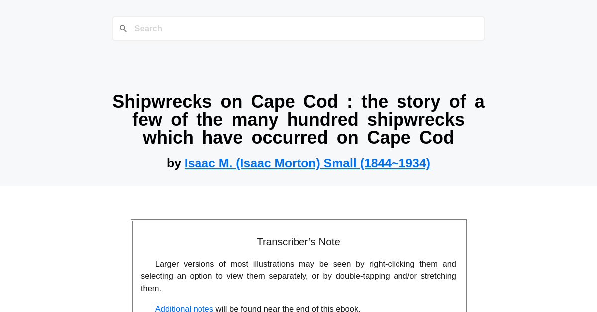 Shipwrecks on Cape Cod : the story of a few of the many hundred ...