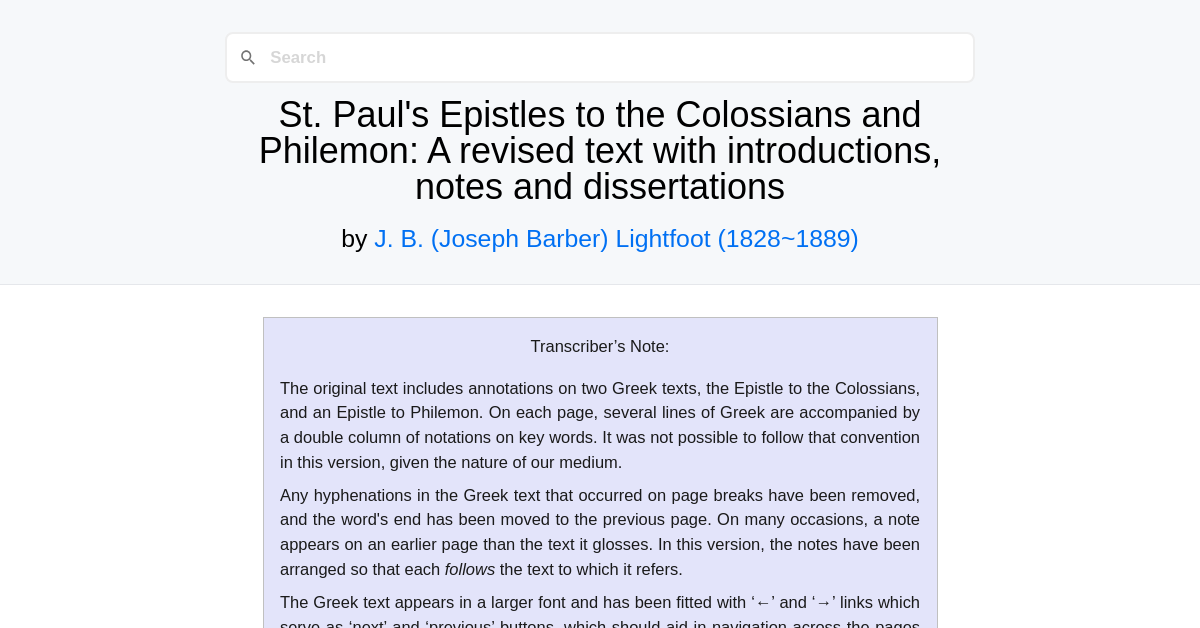 St. Paul's Epistles to the Colossians and Philemon: A revised text with ...