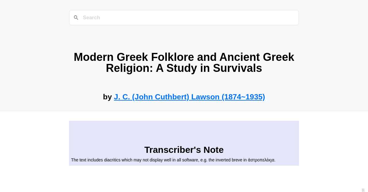 Modern Greek Folklore and Ancient Greek Religion: A Study in Survivals ...