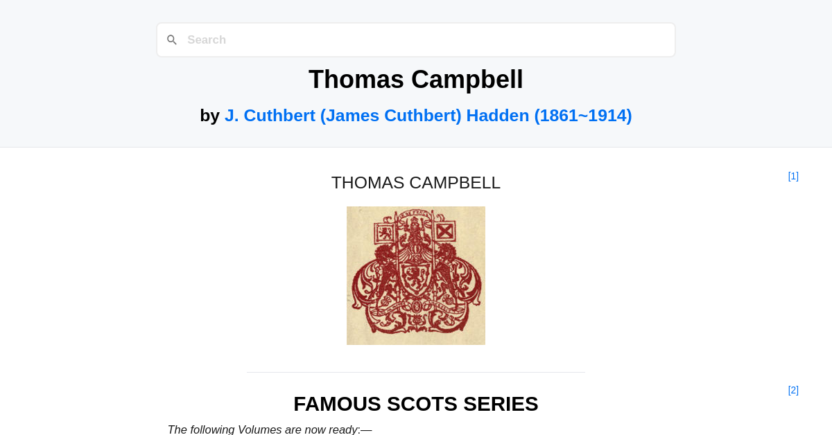 Thomas Campbell by J. Cuthbert (James Cuthbert) Hadden (1861~1914)