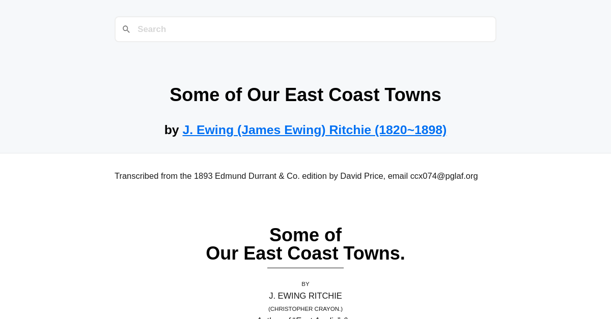 Some of Our East Coast Towns by J. Ewing (James Ewing) Ritchie (1820~1898)