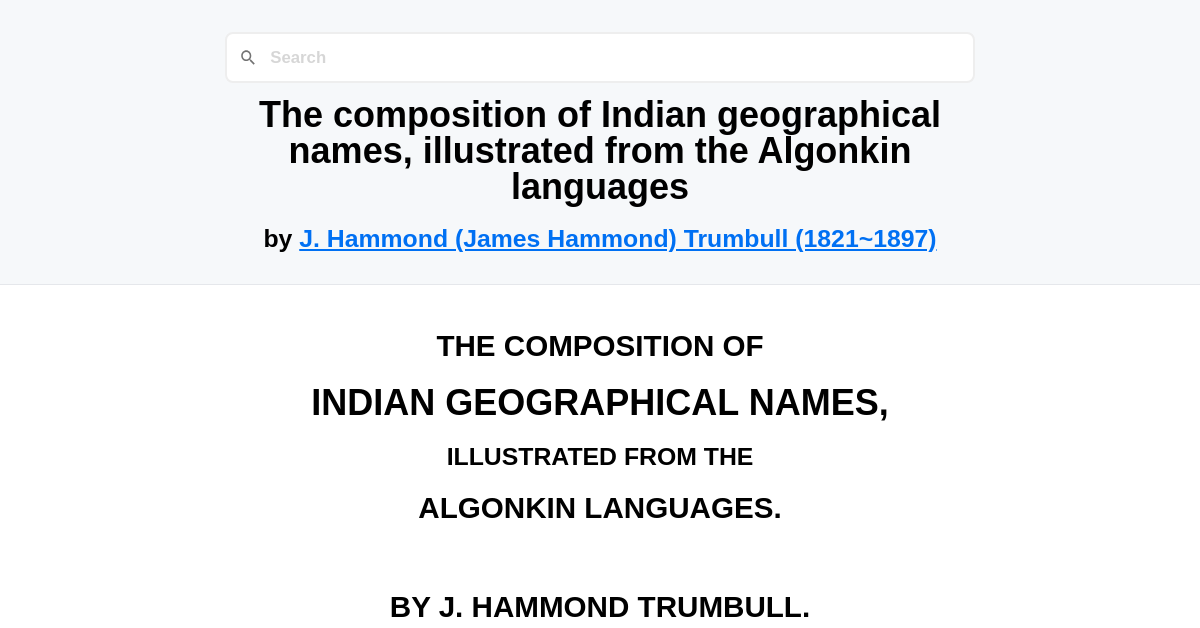The composition of Indian geographical names, illustrated from the ...