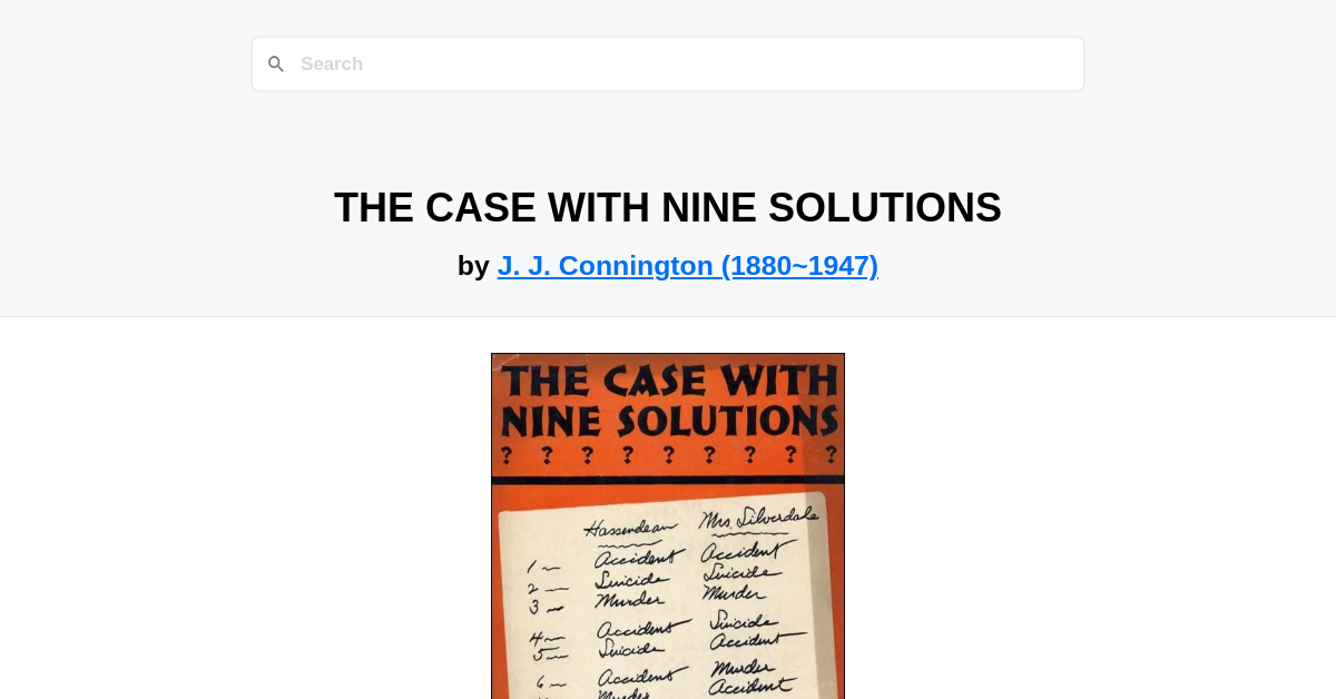 The case with nine solutions by J. J. Connington (1880~1947)