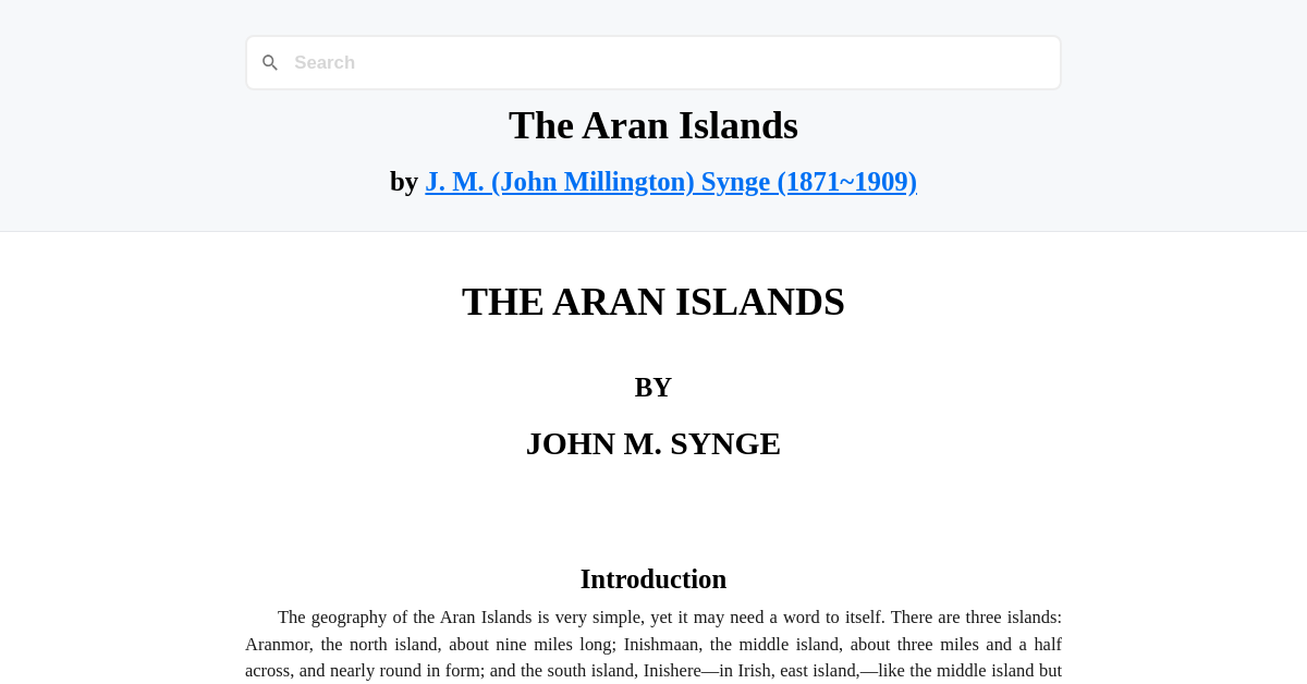 The Aran Islands by J. M. (John Millington) Synge (1871~1909)