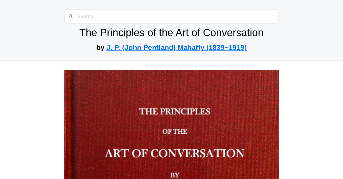 The Principles of the Art of Conversation