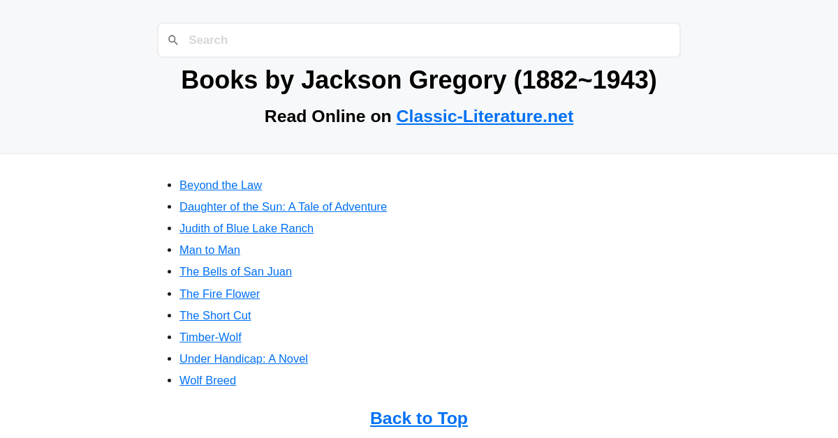 Books by Jackson Gregory (1882~1943) - Read Online on Classic ...