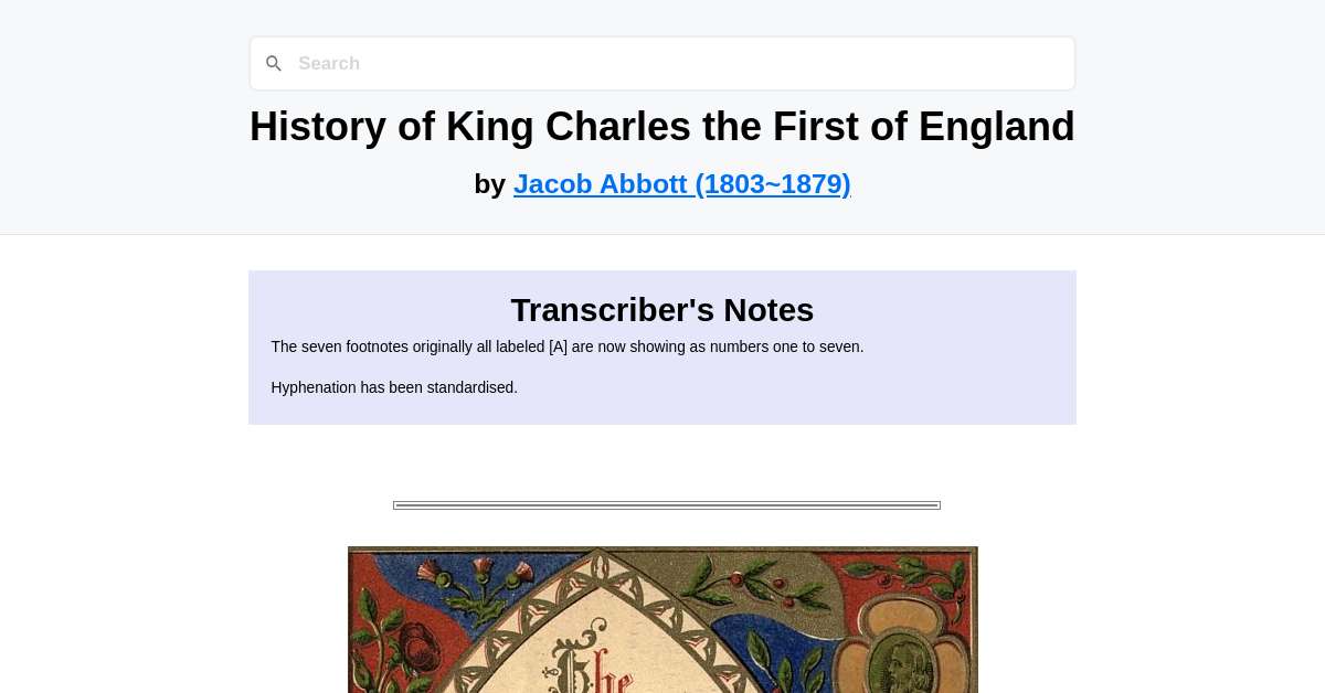 History of King Charles the First of England by Jacob Abbott (1803~1879)