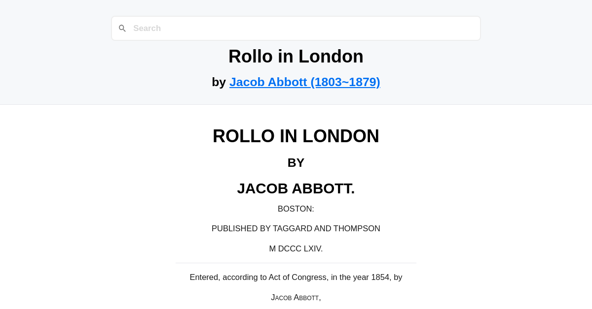 Rollo in London by Jacob Abbott (1803~1879)