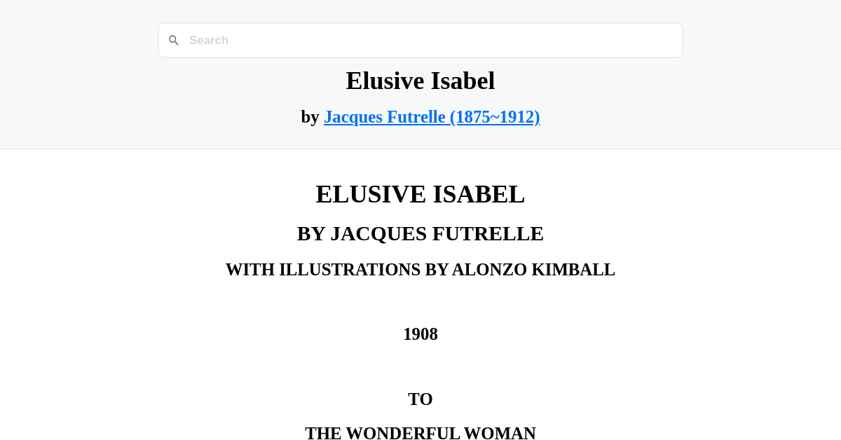 Elusive Isabel by Jacques Futrelle (1875~1912)