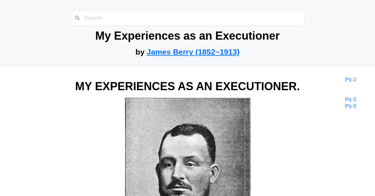My Experiences as an Executioner by James Berry (1852~1913)