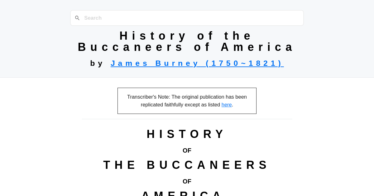 History of the Buccaneers of America by James Burney (1750~1821)