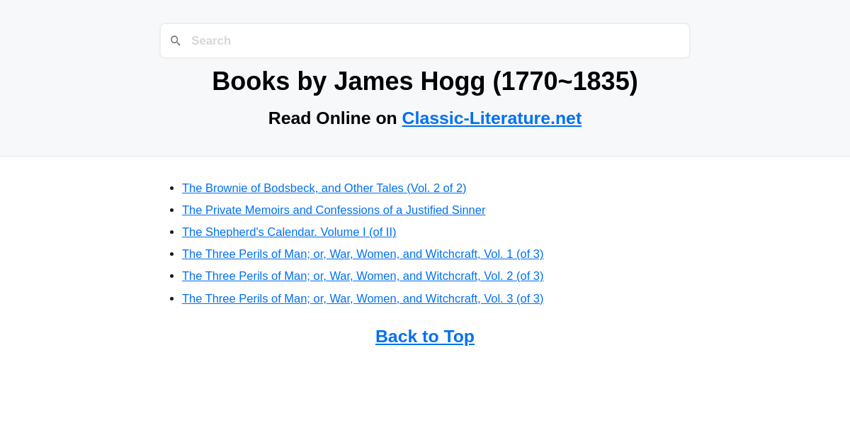 Books by James Hogg (1770~1835) - Read Online on Classic-Literature.net