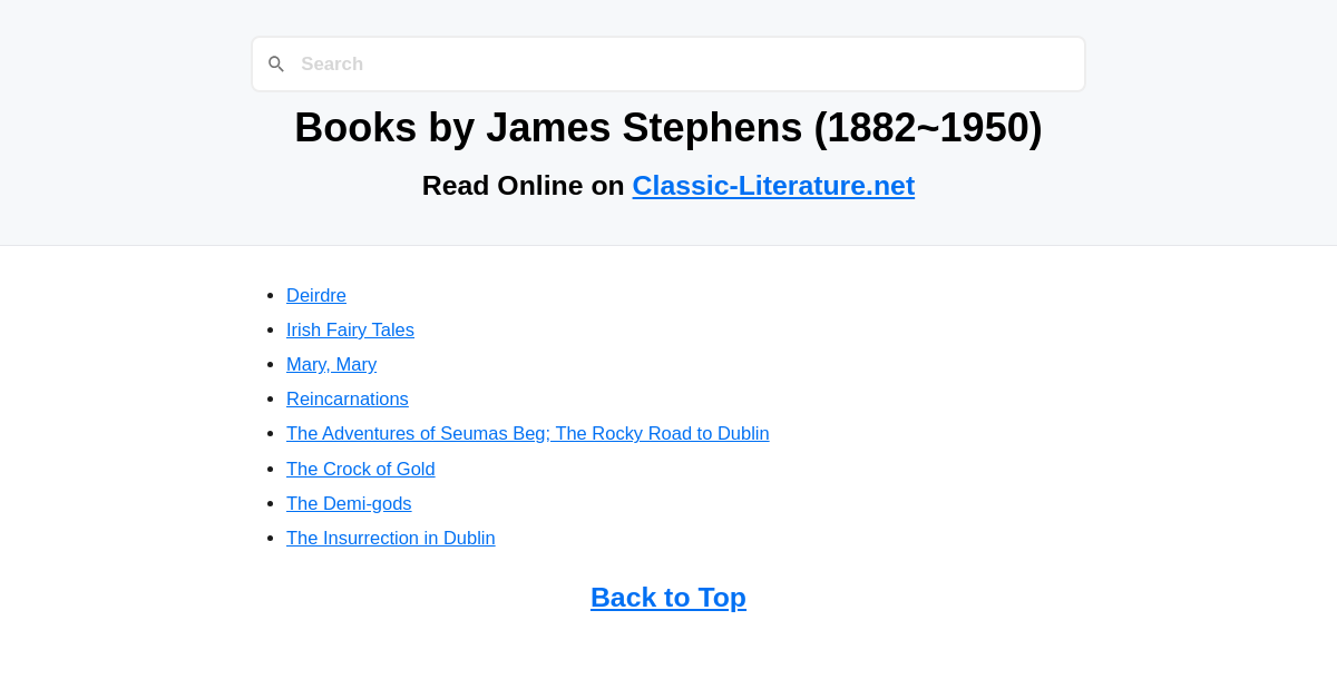 Books by James Stephens (1882~1950) - Read Online on Classic-Literature.net