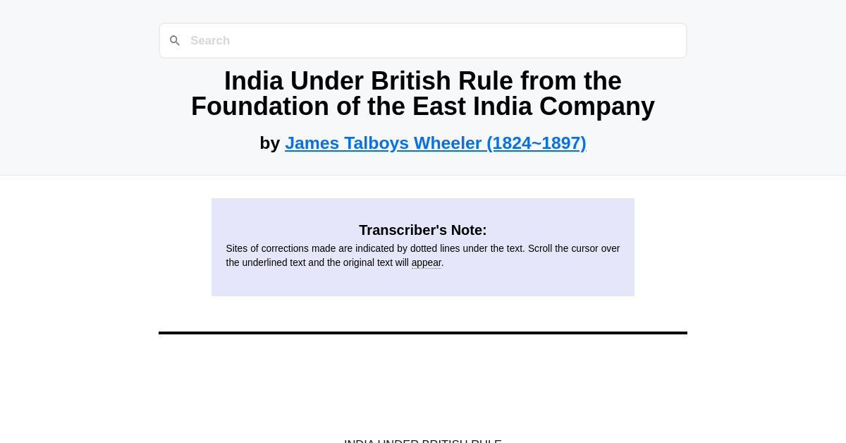 India Under British Rule from the Foundation of the East India Company ...