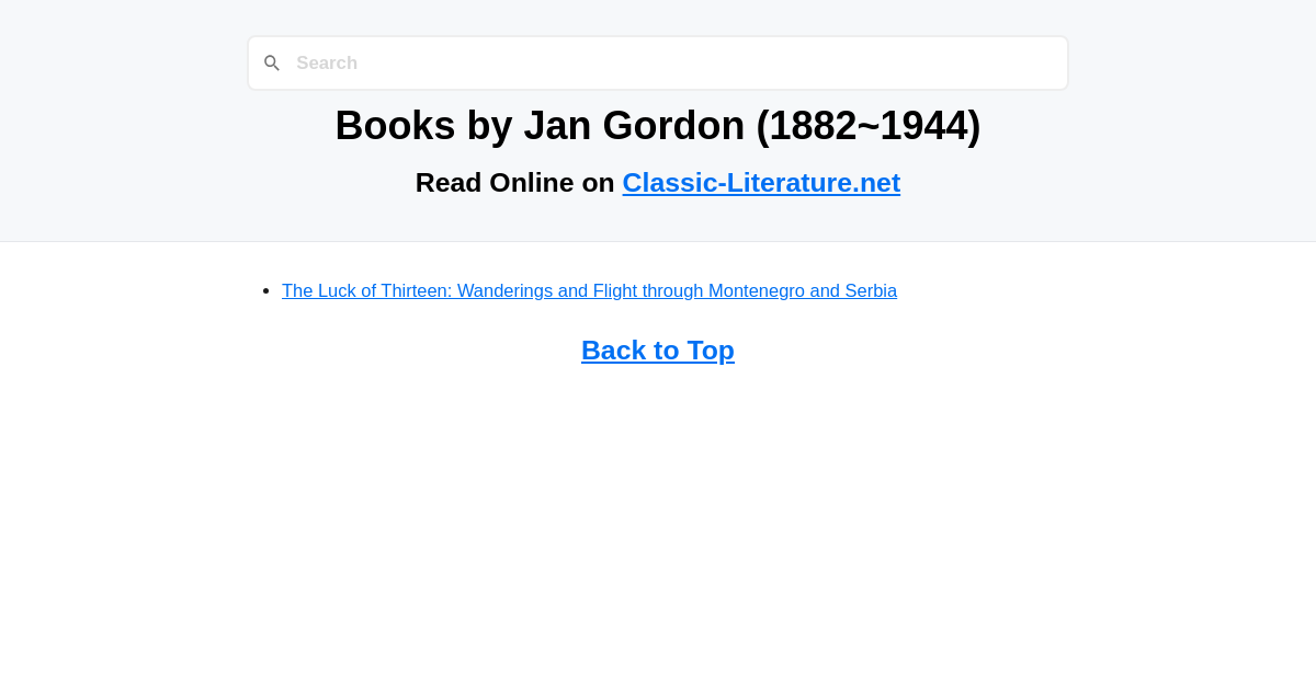 Books by Jan Gordon (1882~1944) - Read Online on Classic-Literature.net