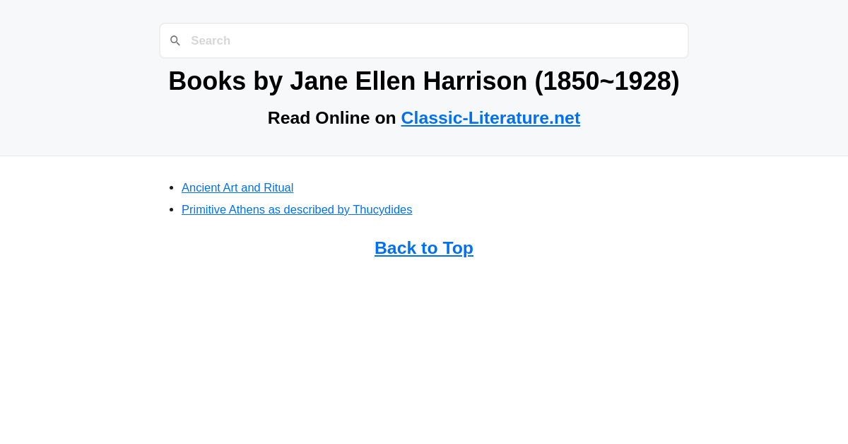 Books by Jane Ellen Harrison (1850-1928) - Read Online on Classic ...