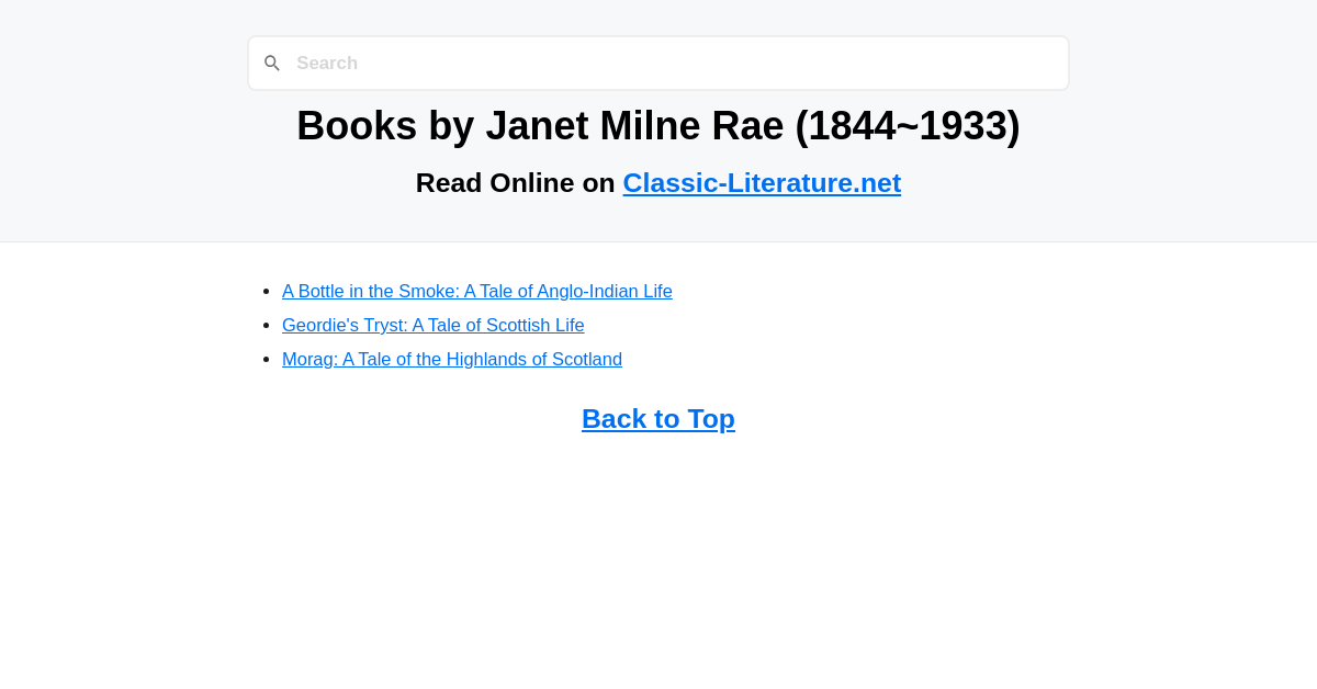 Books by Janet Milne Rae (1844~1933) - Read Online on Classic ...