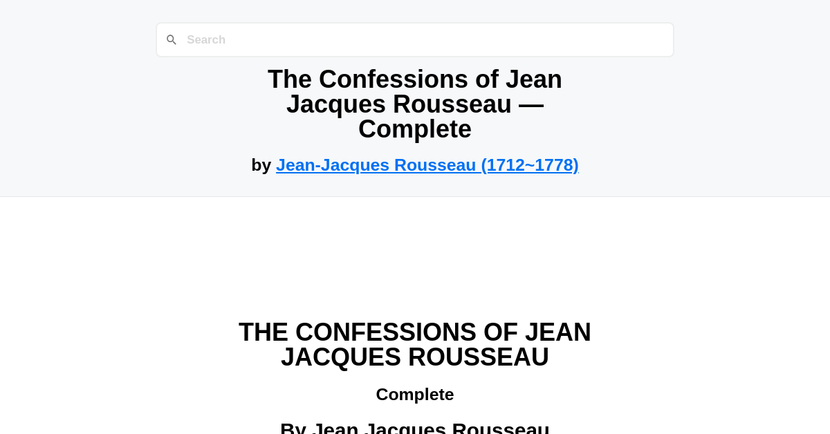 The Confessions of Jean Jacques Rousseau — Complete by Jean-Jacques ...