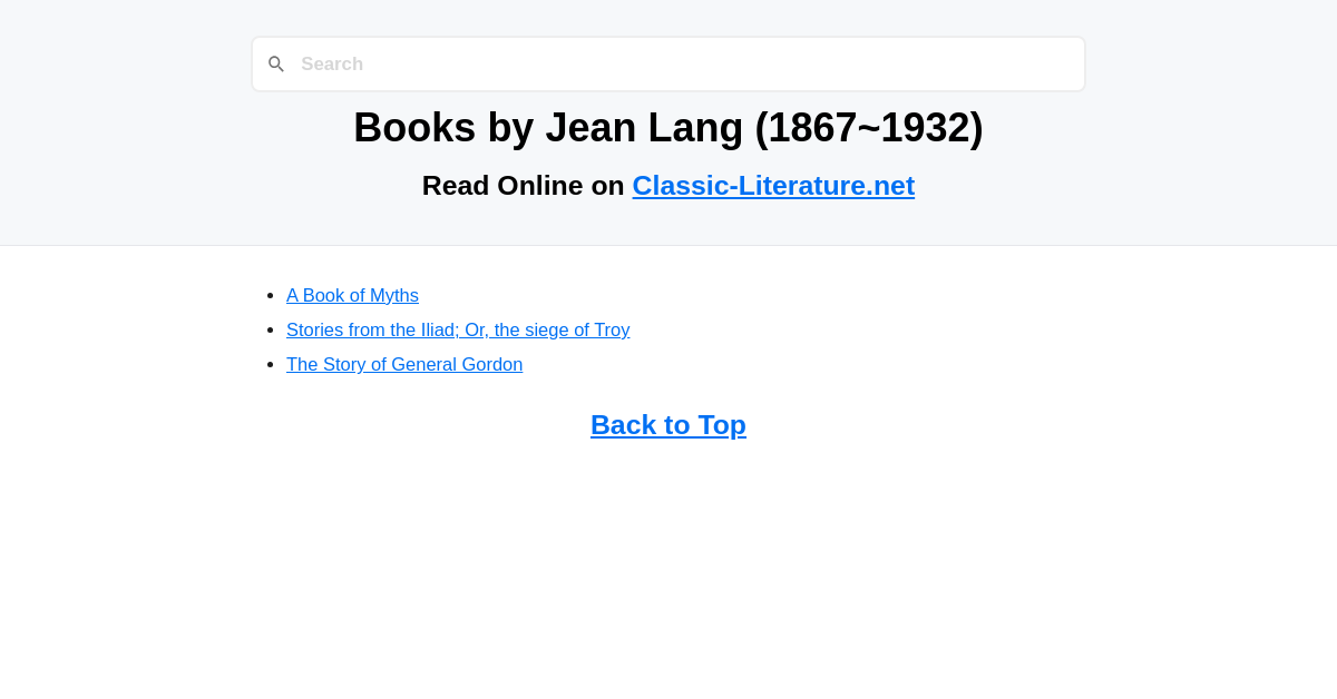 Books by Jean Lang (1867~1932) - Read Online on Classic-Literature.net