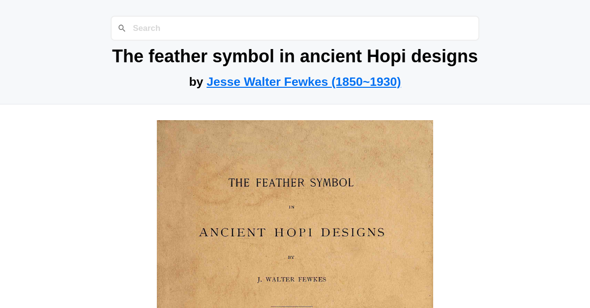 The feather symbol in ancient Hopi designs by Jesse Walter Fewkes (1850 ...