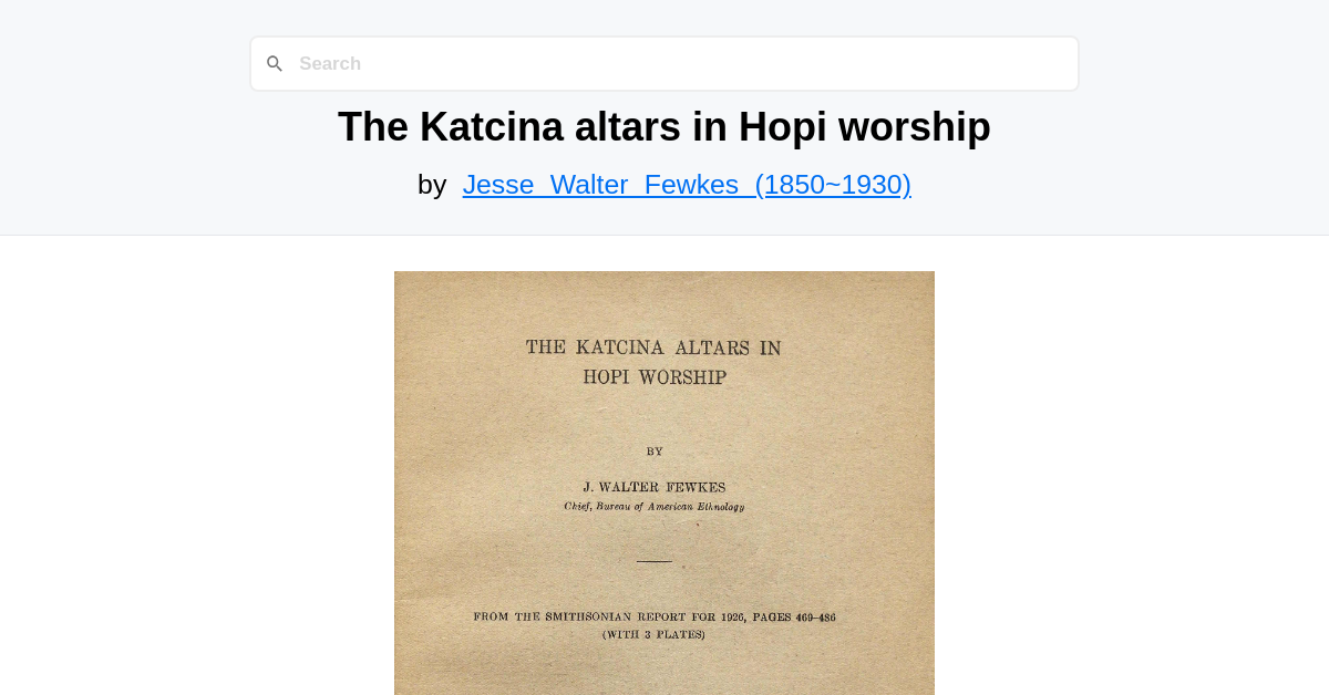 The Katcina altars in Hopi worship by Jesse Walter Fewkes (1850~1930)