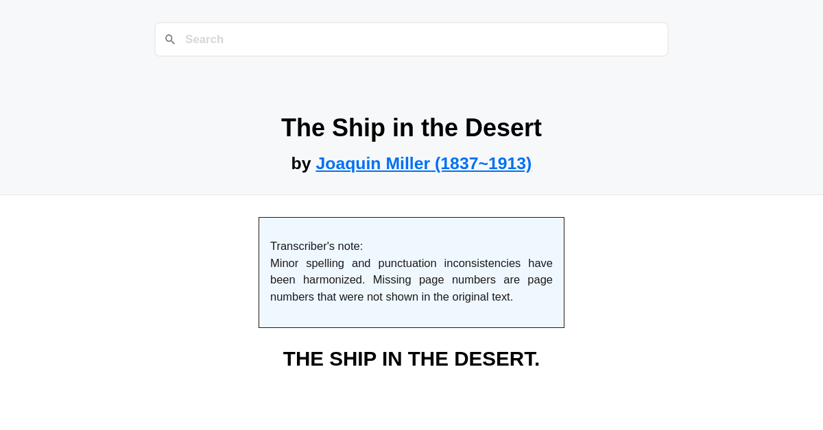 The Ship in the Desert by Joaquin Miller (1837~1913)
