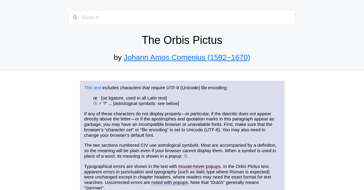 The Orbis Pictus by Johann Amos Comenius (1592~1670)